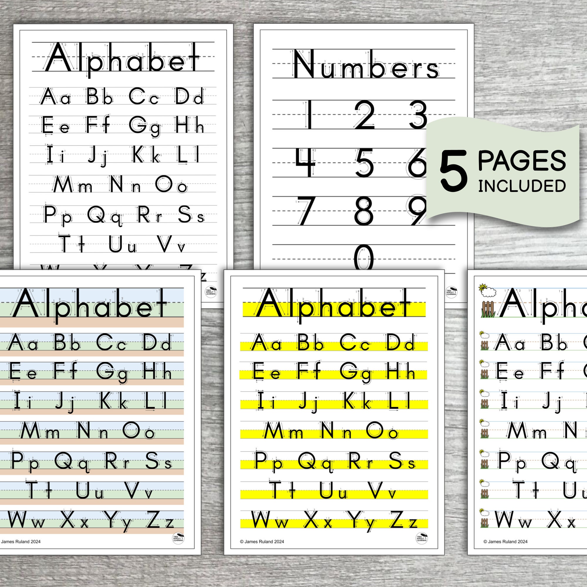 Printable Alphabet Charts - 5 Pages - Self-guided Letter Formation for ...