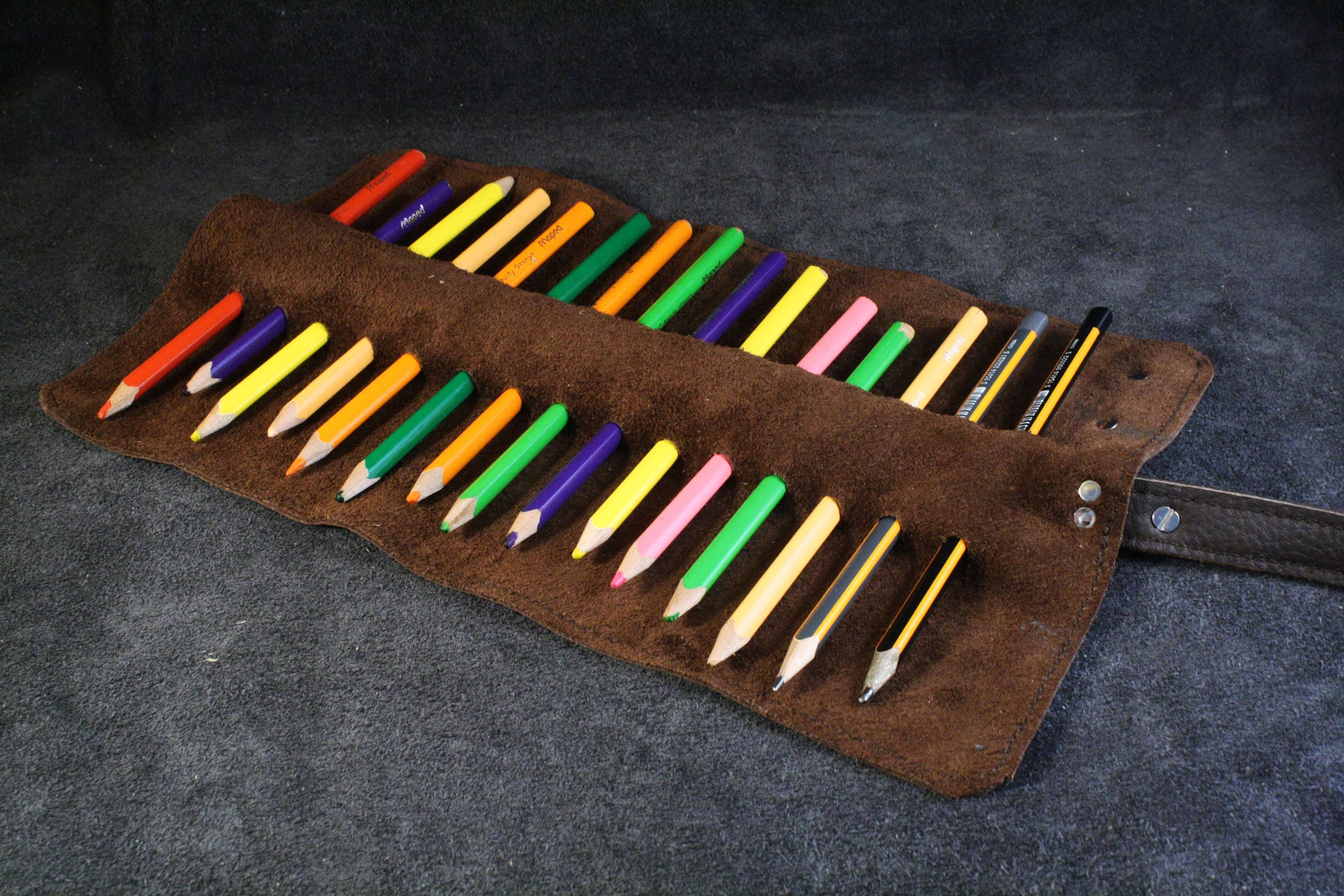 Pencil Roll, Leather Pencil Case, Pencil Case, Leather Pencil Roll ...