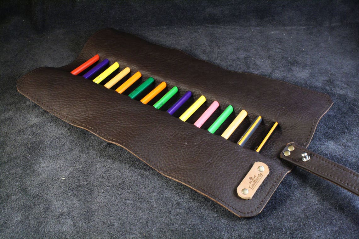 Pencil Roll, Leather Pencil Case, Pencil Case, Leather Pencil Roll ...