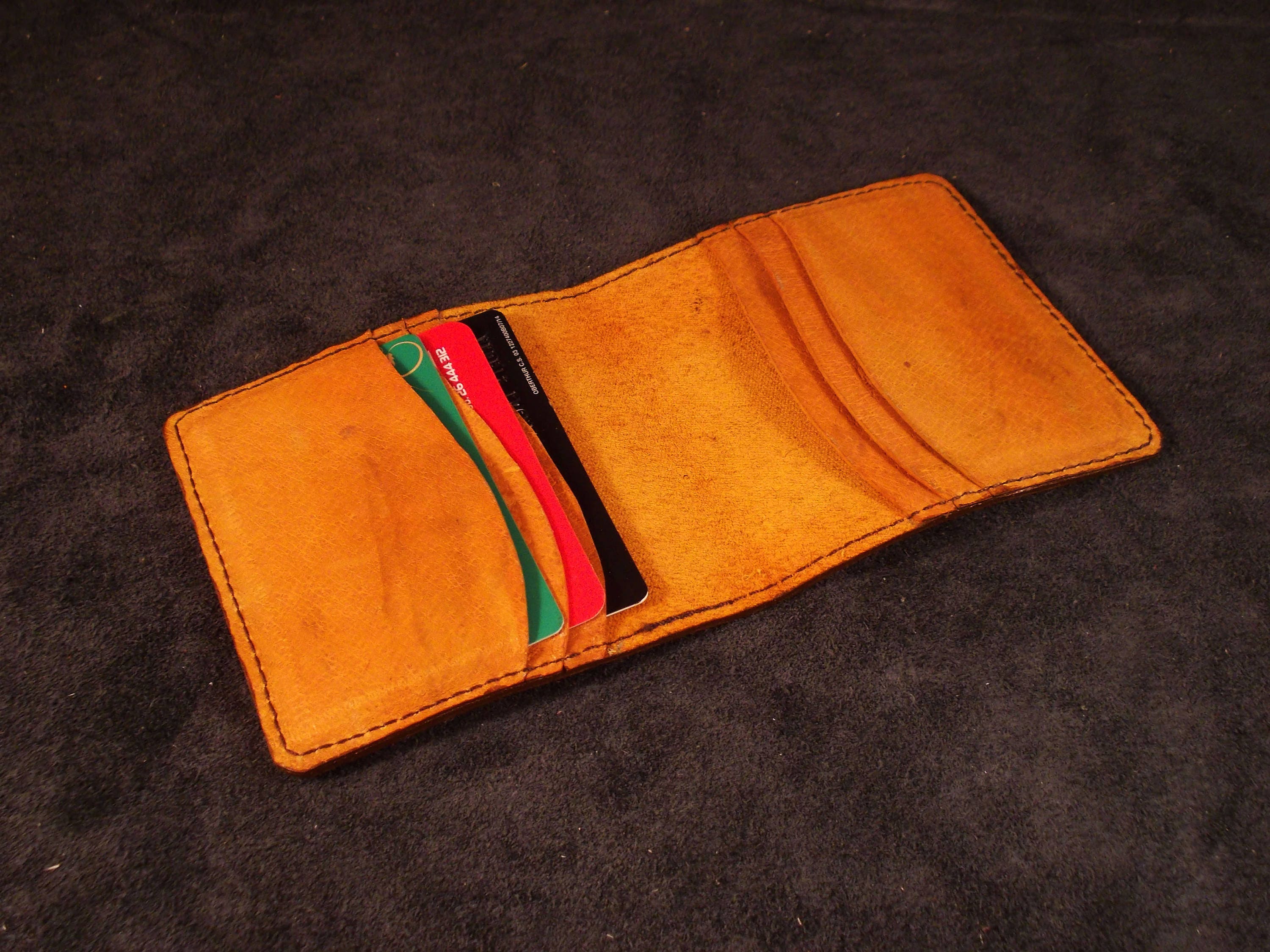 Leather Bifold Card Wallet Orange Leather Card Wallet | Etsy