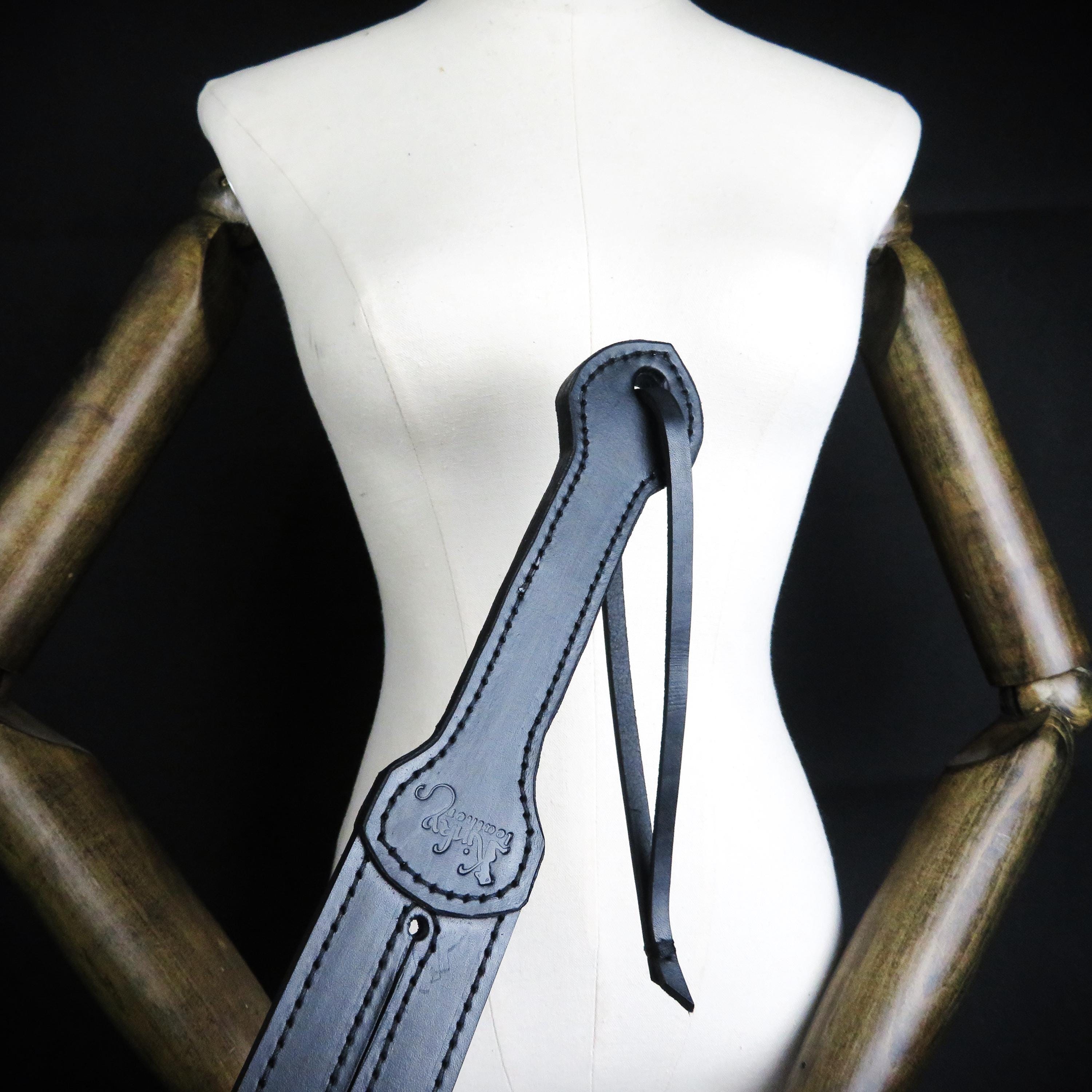 Leather Tawse Spanking Paddle – Double Layer Black Leather Impact Play ...