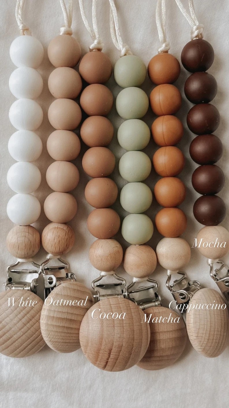 Neutral Baby Pacifier Clip | Baby Shower Gift | Boho Pacifier Clip ...