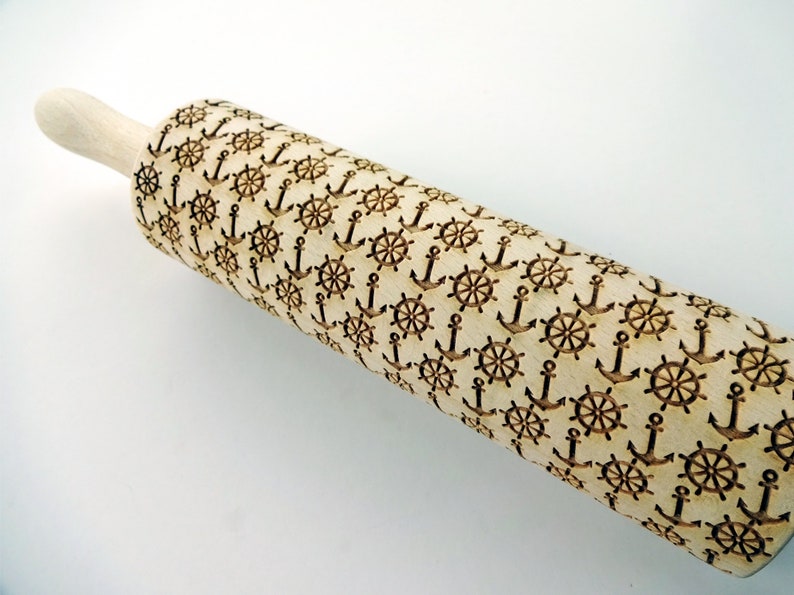 MARINE Embossing Rolling Pin. Ocean Pattern. ANCHOR and HELM. Laser ...