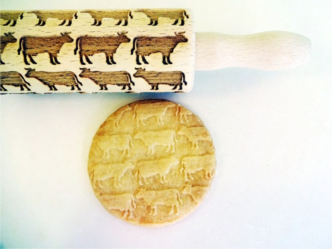 Kid Embossing Rolling Pin COWS. Birthday Gift for Kid. Laser Engraved ...