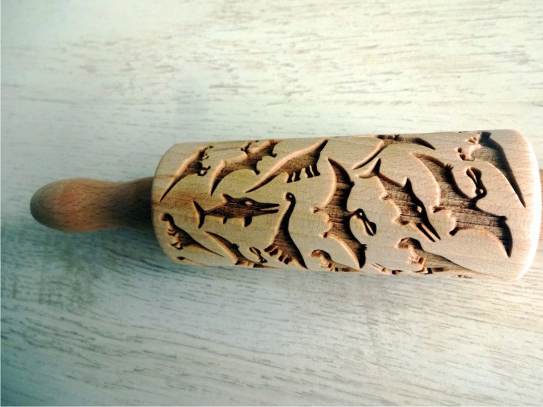 DINOSAURS Kid Embossing Rolling Pin Mini Rolling Pin for Cookies, Play ...