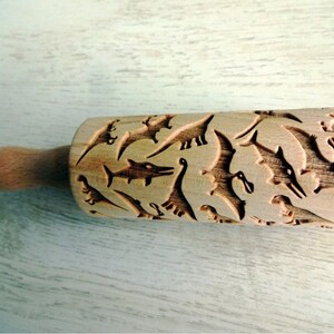 DINOSAURS Kid Embossing Rolling Pin Mini Rolling Pin for Cookies, Play ...