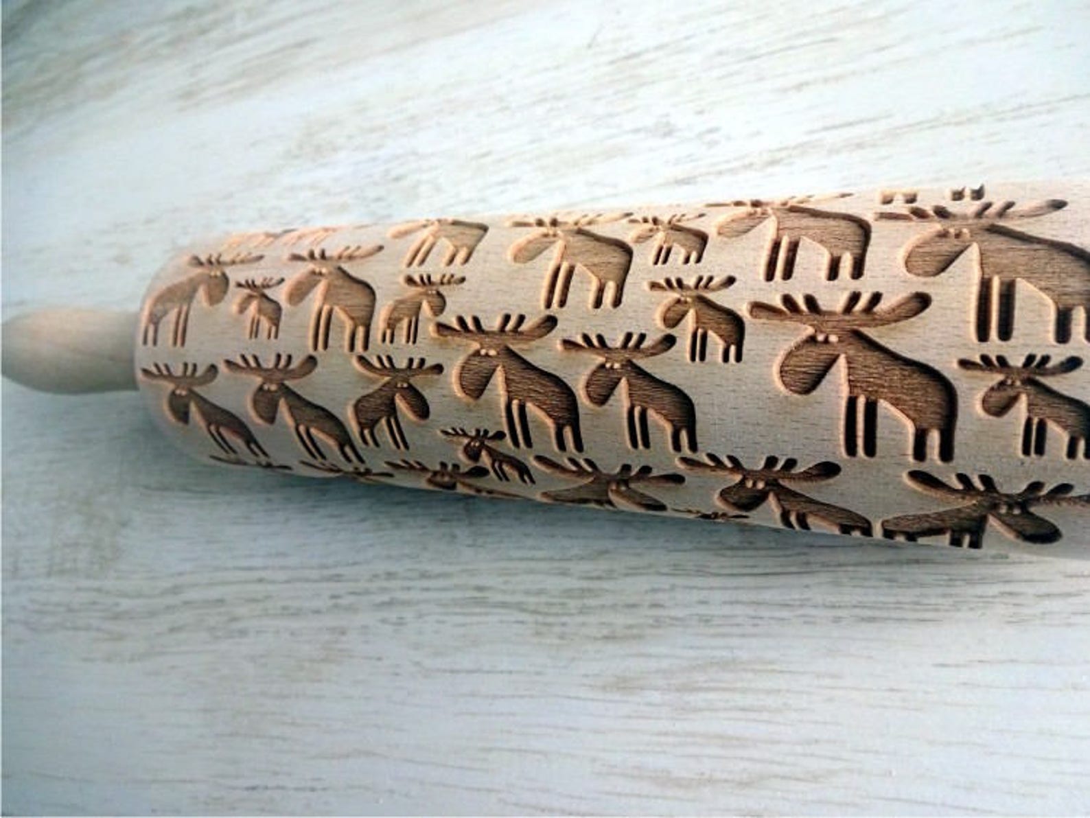 MOOSE Pattern Rolling Pin. Embossing Rolling Pin With Deer. - Etsy