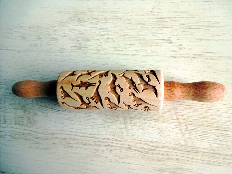 DINOSAURS Kid Embossing Rolling Pin Mini Rolling Pin for | Etsy