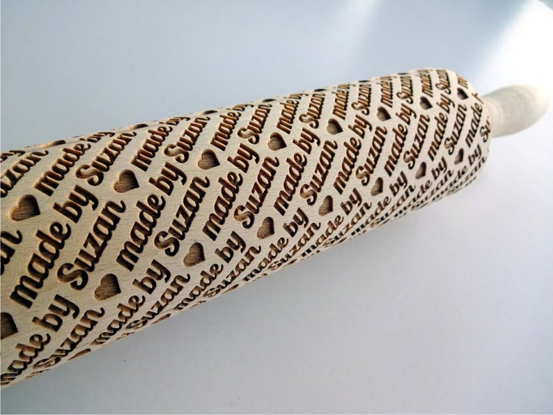 Personalized Embossing Rolling Pin-made By... – Beech Wood Birthday ...