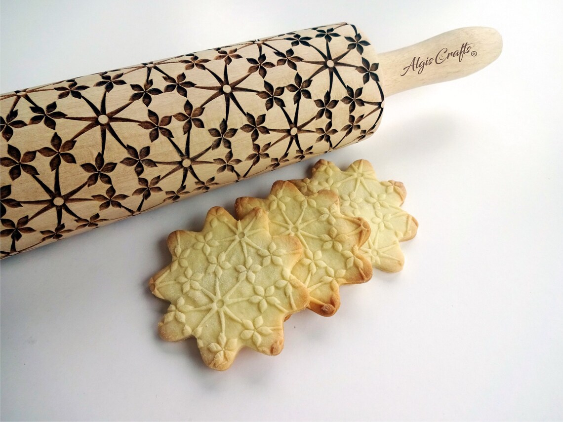 FLORAL NET Embossing Rolling Pin. Flowers net pattern. | Etsy