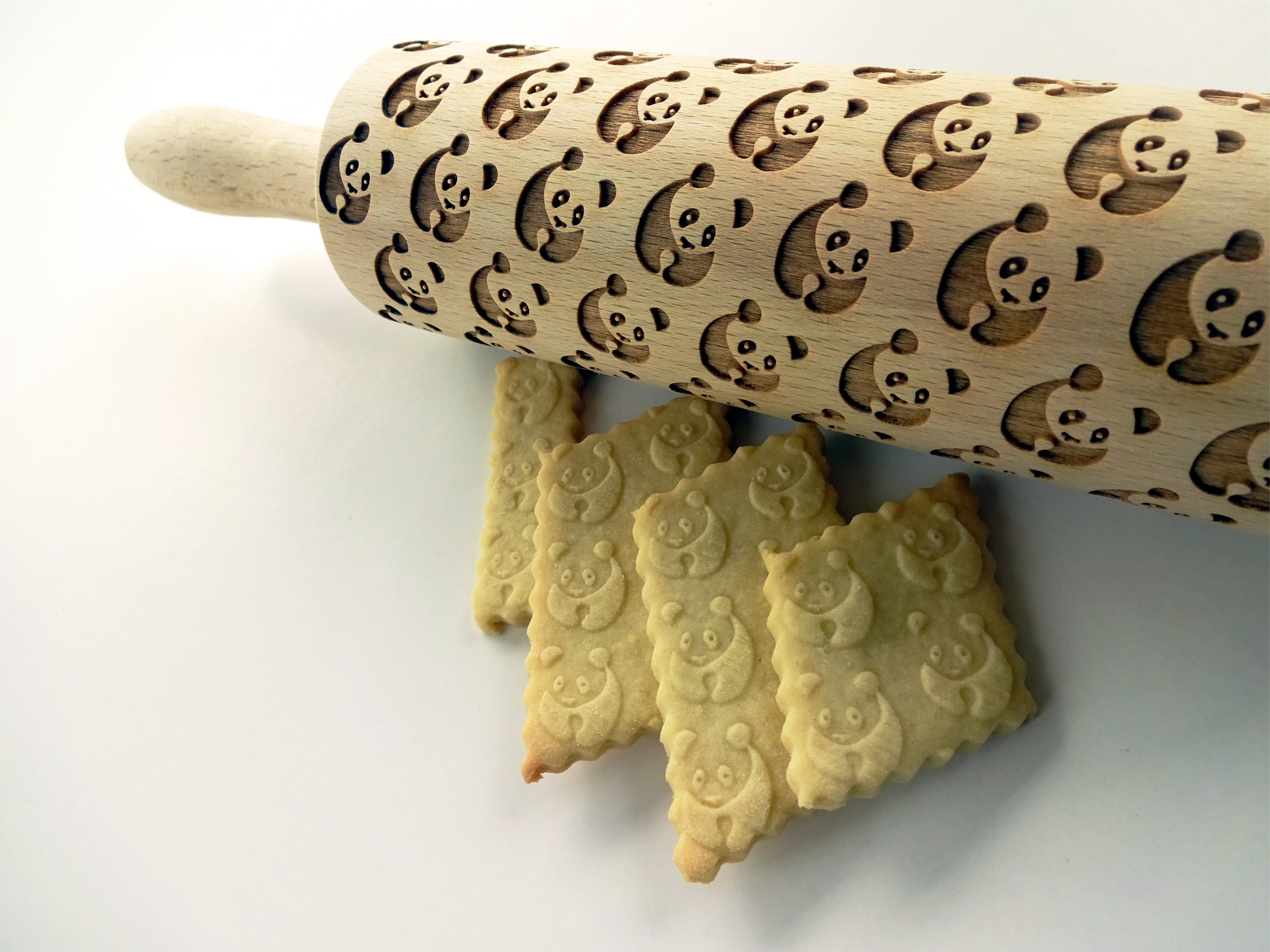 PANDA Pattern Embossing Rolling Pin. Engraved Rolling Pin With PANDA ...