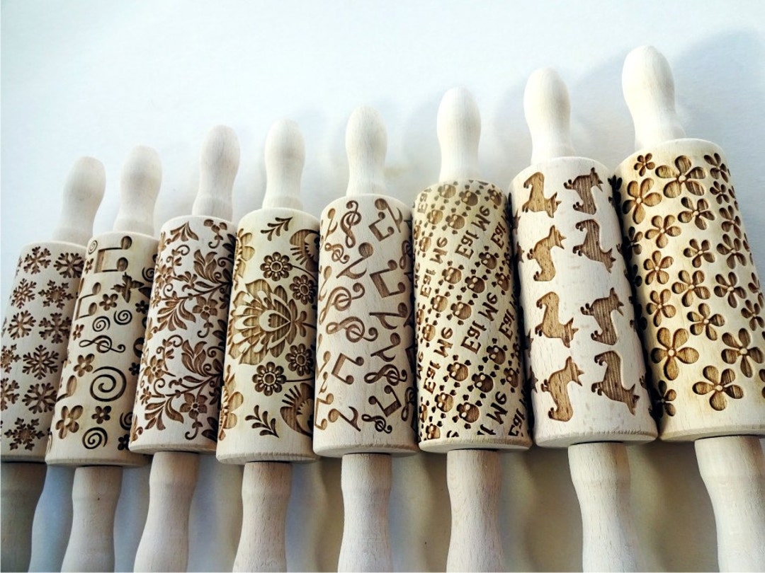 2 or 3 ANY Pattern KIDS Rolling Pin SET. Wooden Laser Cut Mini ...