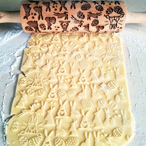 EASTER BUNNIES Embossing Rolling Pin. Engraved Roller With - Etsy
