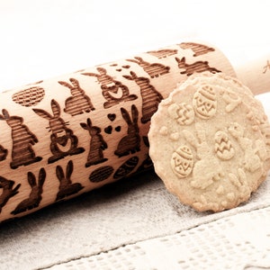 EASTER BUNNIES Embossing Rolling Pin. Engraved Roller With - Etsy