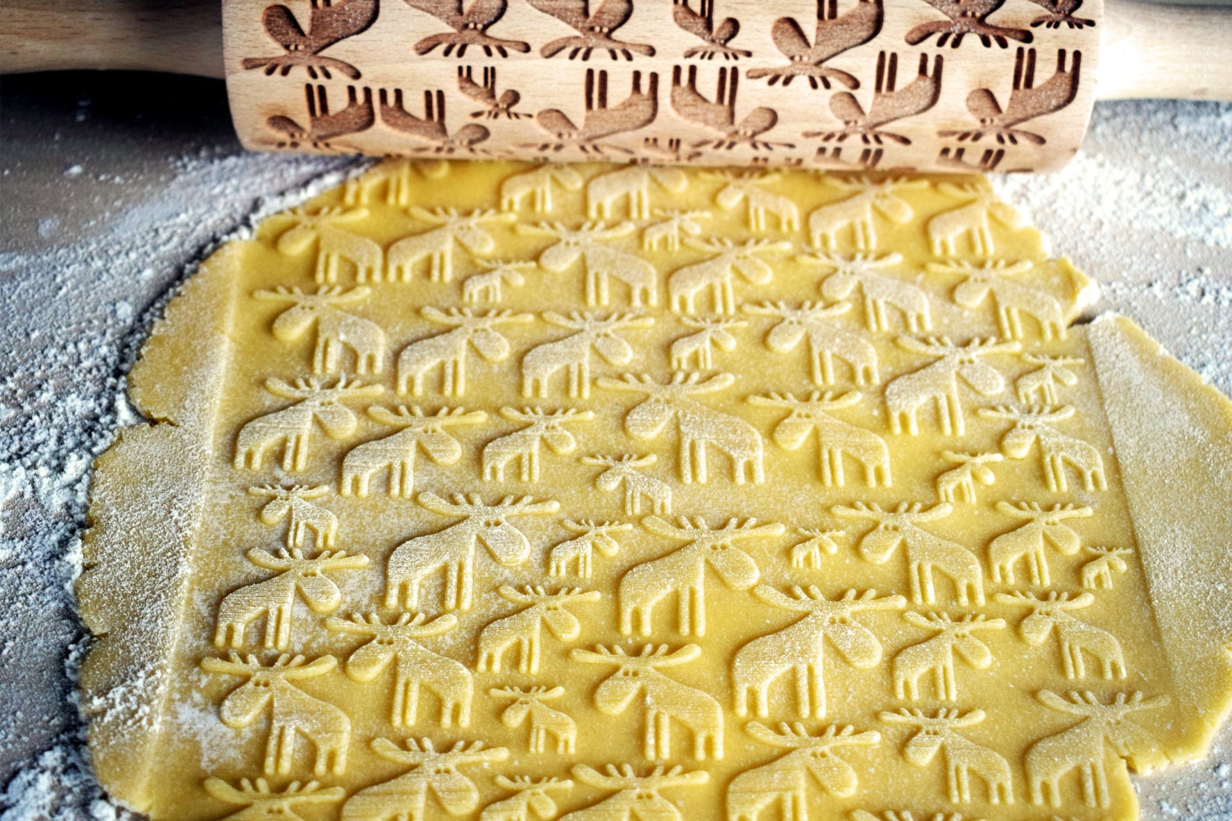 MOOSE Pattern Rolling Pin. Embossing Rolling Pin With Deer. | Etsy