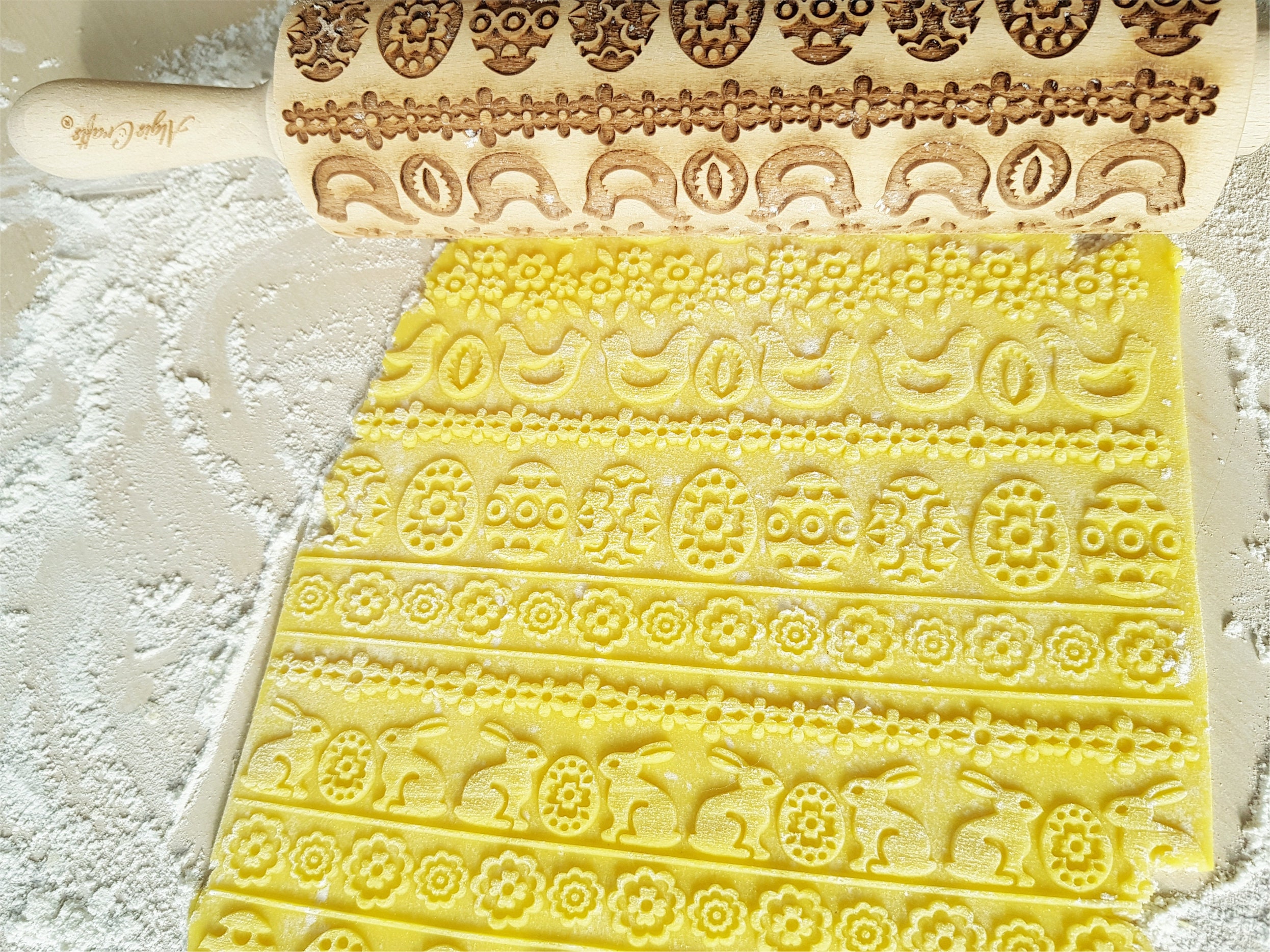 EASTER HARE Embossed Rolling Pin. Engraved Wooden Dough Roller - Etsy