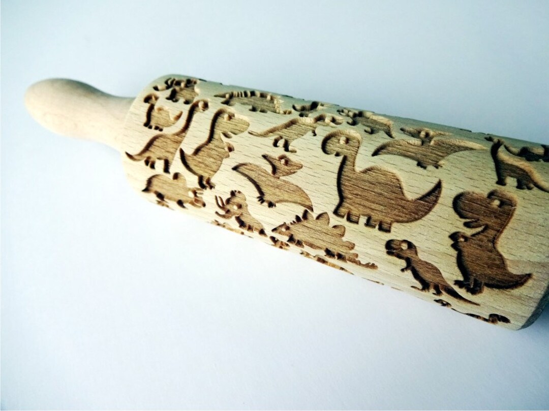 DINO Kid Embossing Rolling Pin Mini Rolling Pin for Cookies, Play Dough ...