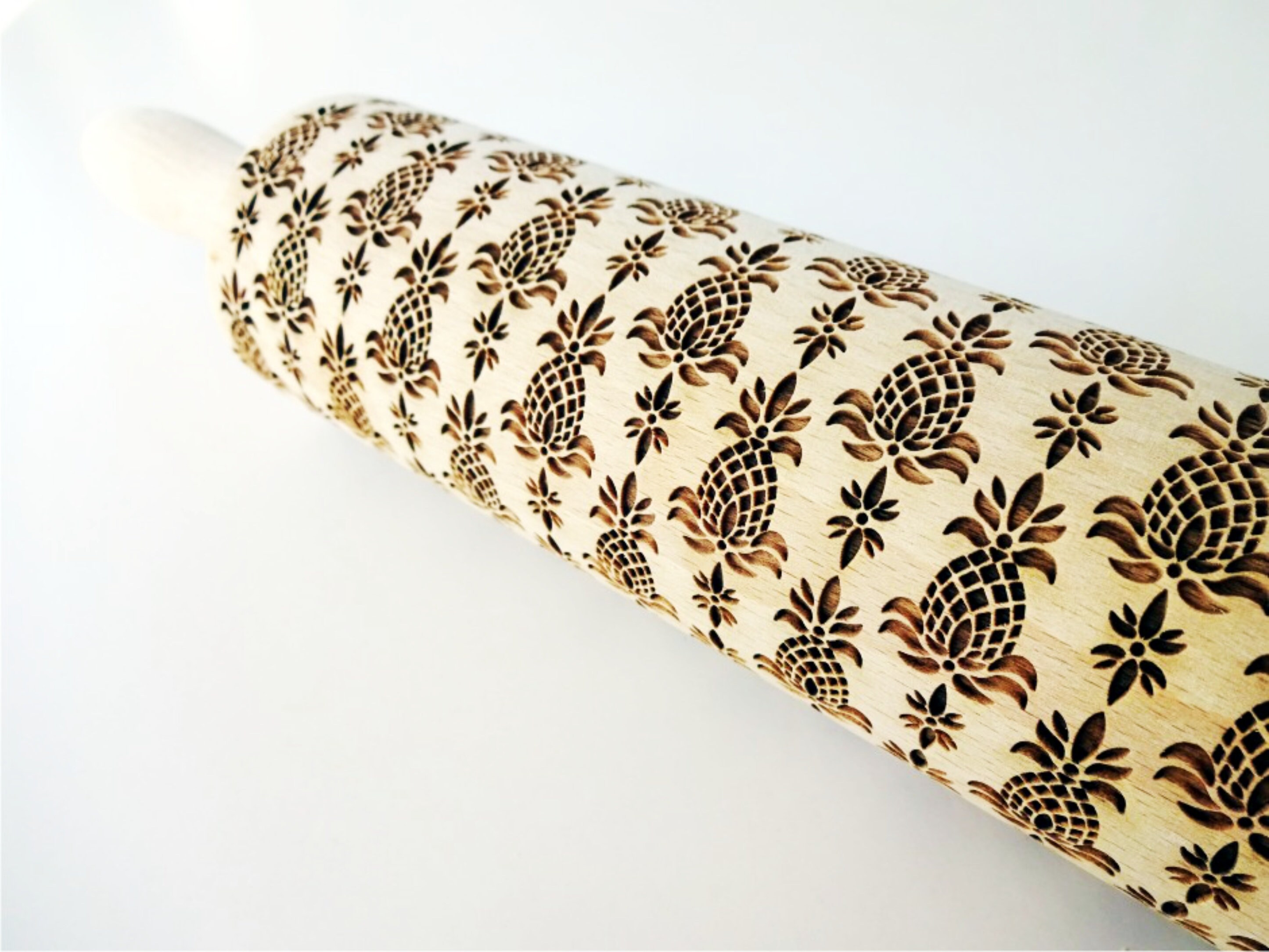 PINEAPPLES Embossing Rolling Pin. Pattern With PINEAPPLES. Laser Engraved Rolling Pin. Palm Tree ...