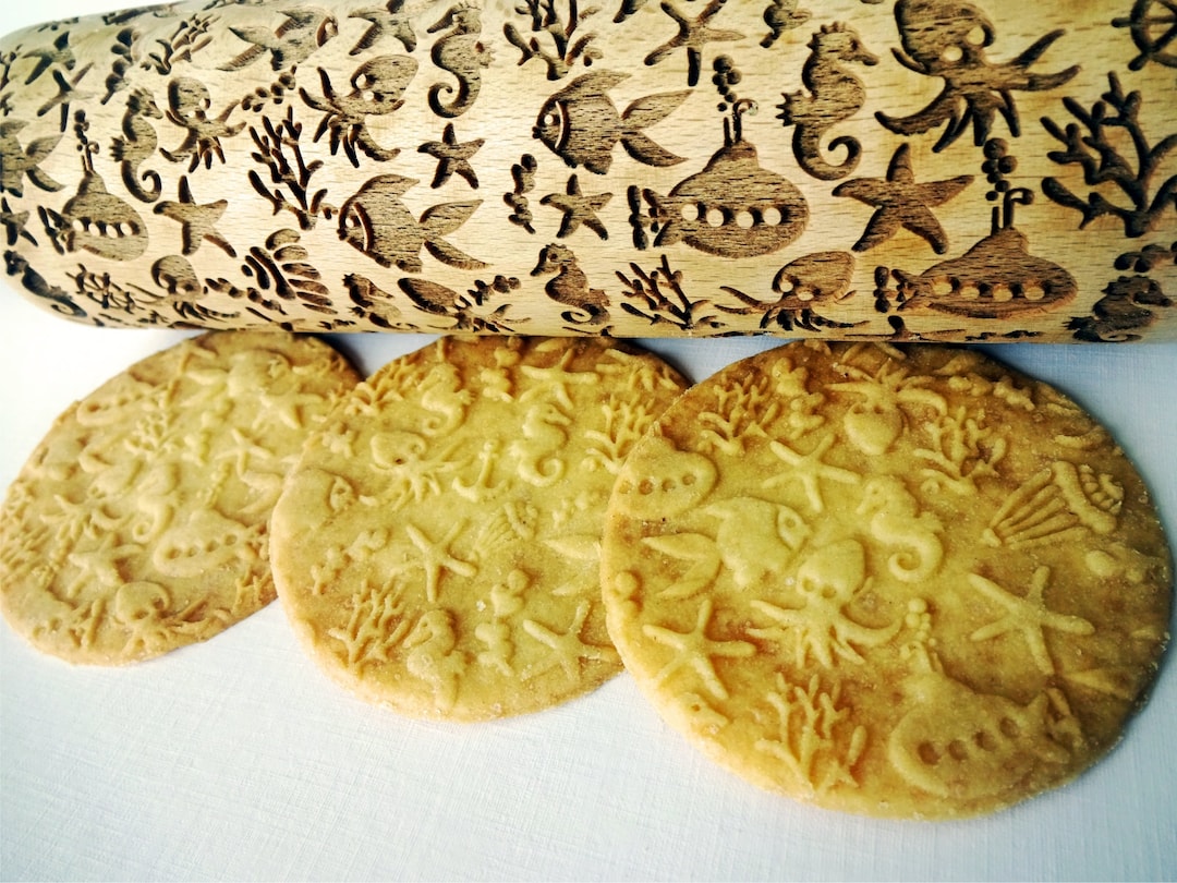 DEEP OCEAN Embossing Rolling Pin. Sea Life Pattern. Engraved Rolling ...