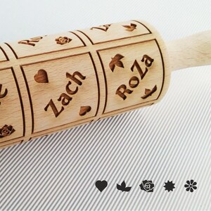 Personalized Rolling Pin With NAMES and Symbol. up to 16 Names/ Words ...