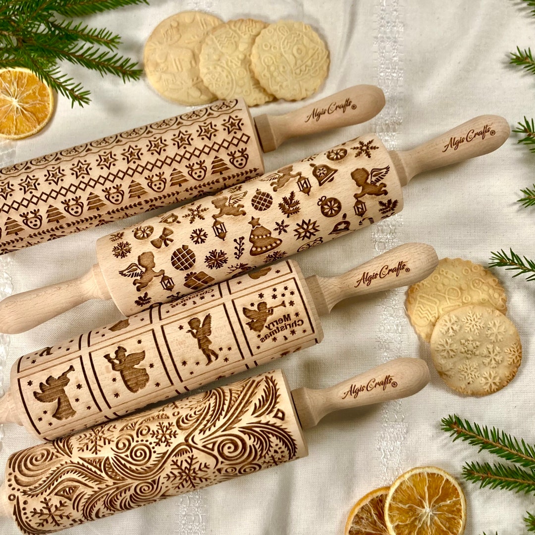 4 ANY Pattern Rolling Pin SET. Lazer Engraved Embossing Rolling Pins ...