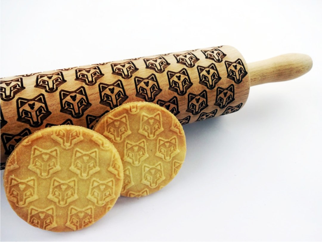 Embossing Rolling Pin FOX. Engraved Dough Roller for Embossed Cookies ...