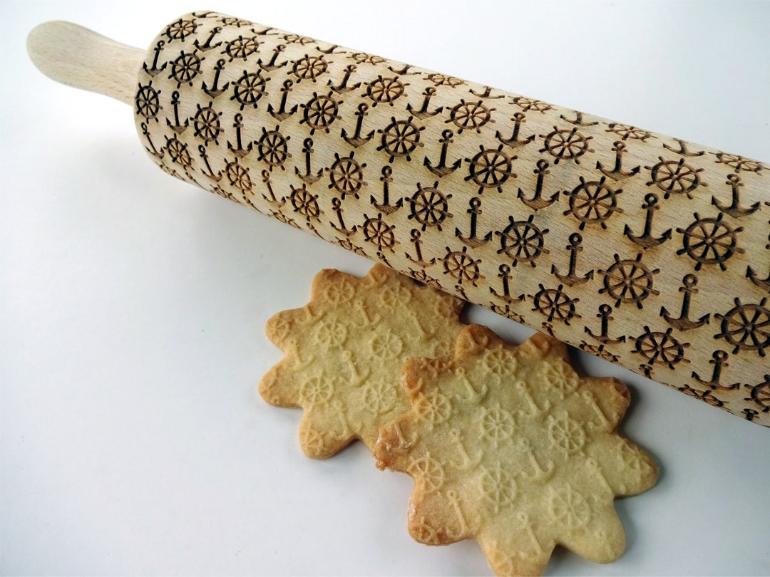 MARINE Embossing Rolling Pin. Ocean Pattern. ANCHOR and HELM. Laser ...