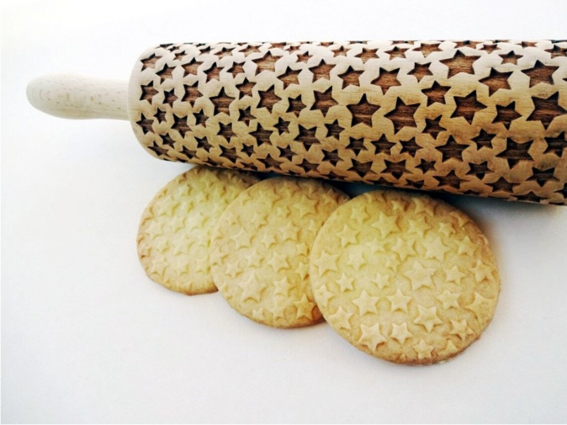 STARS Embossing Rolling Pin. Laser Engraved Rolling Pin. Star - Etsy