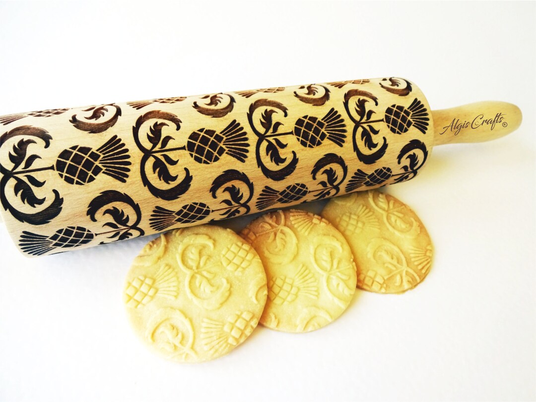 THISTLES Embossing Rolling Pin. Thistle Flower Pattern. Engraved Dough ...