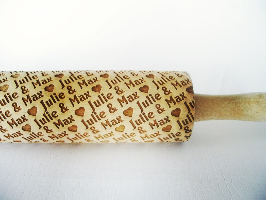 Personalized Rolling Pin - With COUPLE NAMES. Embossing Rolling Pin ...