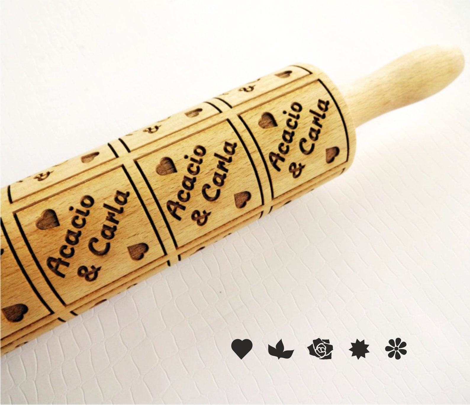 Personalized Rolling Pin With NAMES and Symbol. up to 16 - Etsy