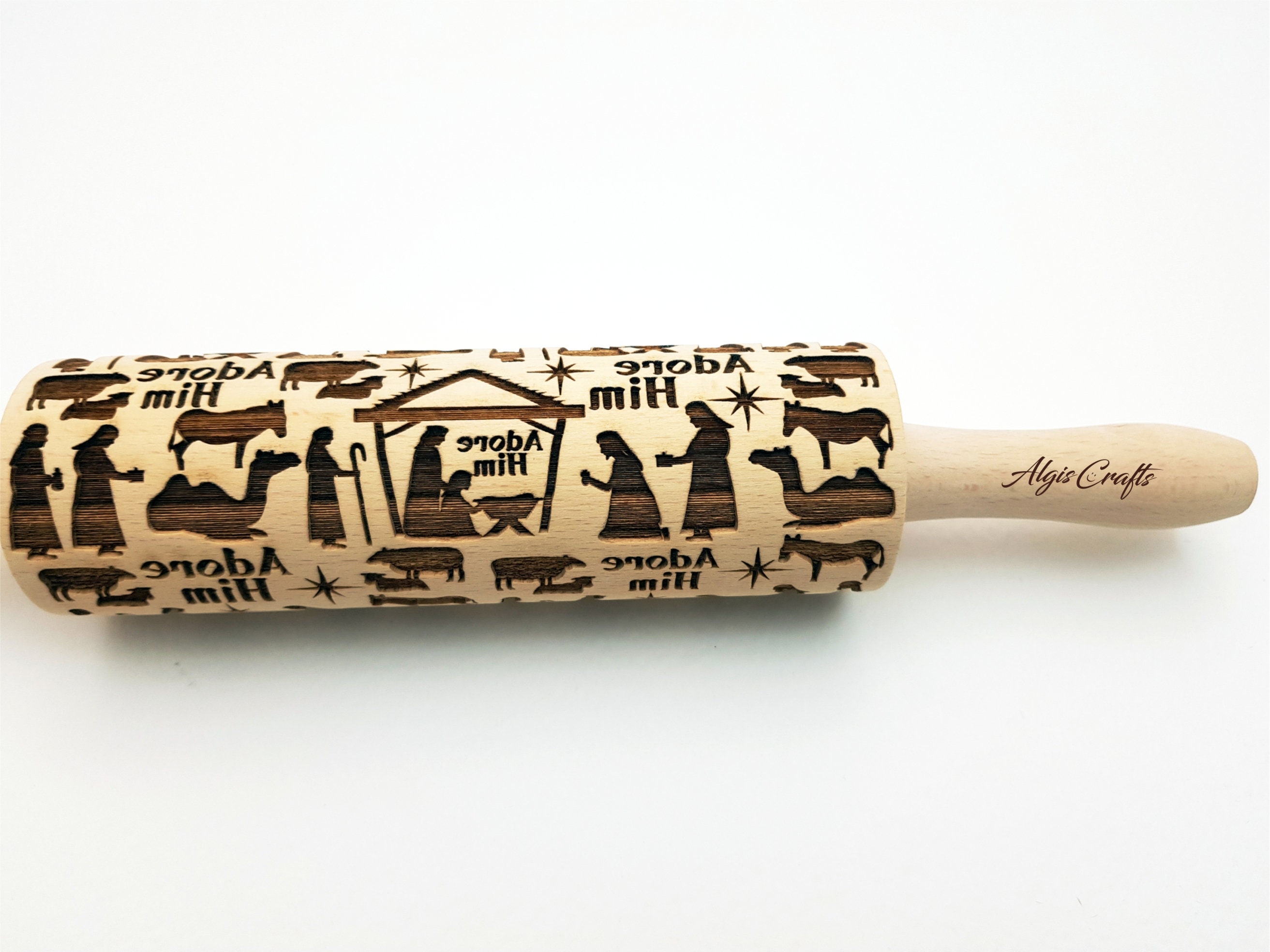 NATIVITY Rolling Pin. Embossing Rolling Pin With Christmas | Etsy