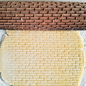 Brick Wall Embossing Rolling Pin, Beech Wood Dough Roller for Cookies ...