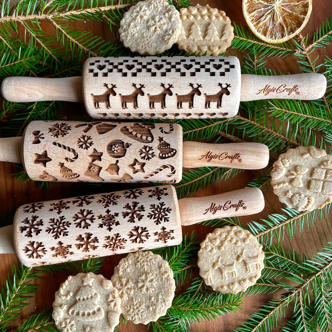 CHRISTMAS 3 KIDS Rolling Pin SET. Christmas Tree. Snowflake. Winter ...