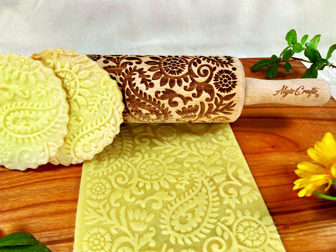 INDIAN Embossed Rolling Pin Mini Size. Textured Dough Roller for ...