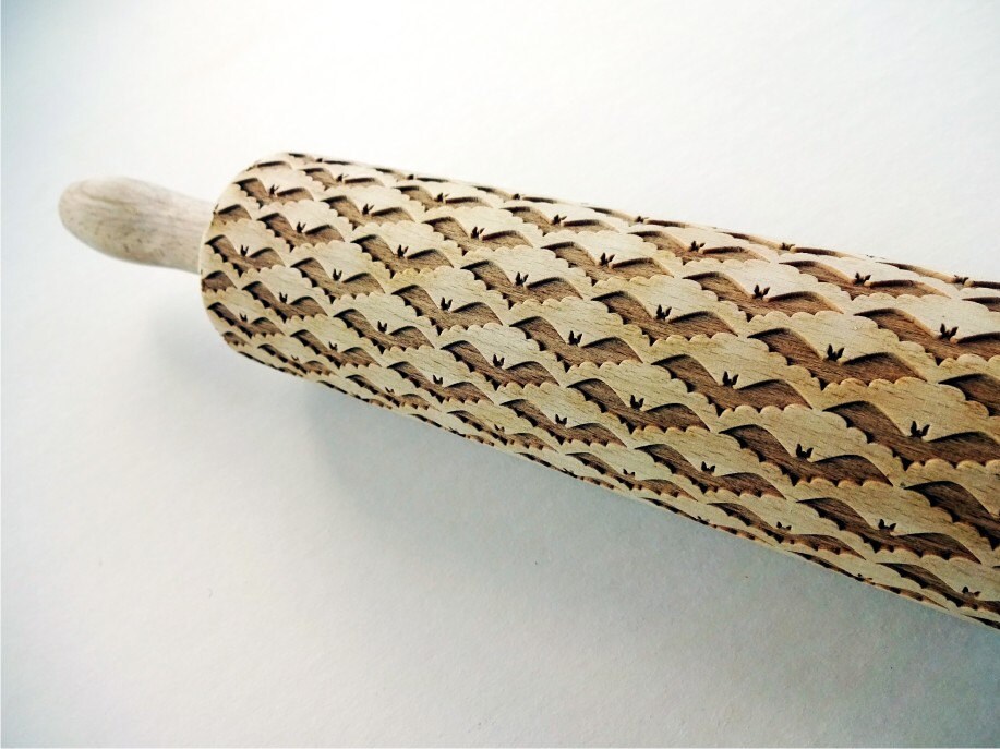 BAT rolling pin. Embossing Rolling pin with BATS pattern for | Etsy