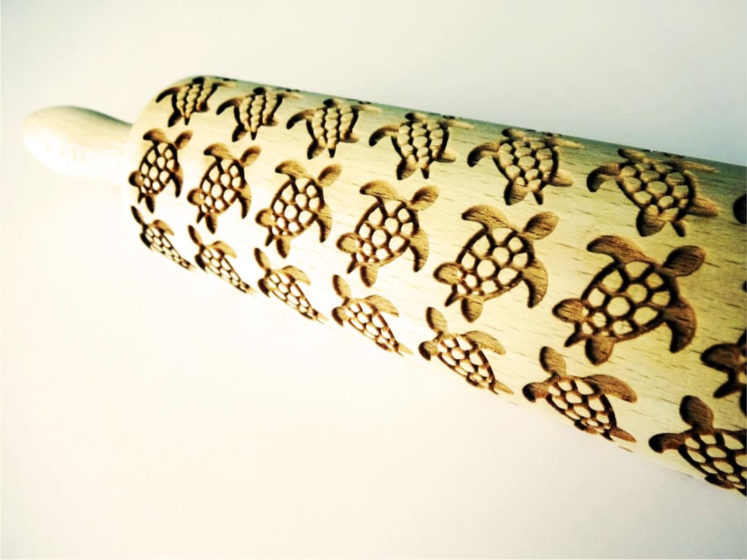 TURTLE Pattern Embossing Rolling Pin. Engraved Rolling Pin With TURTLE ...