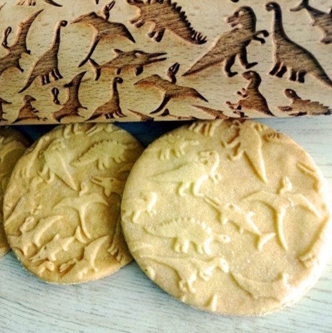 DINOSAURS Kid Embossing Rolling Pin Mini Rolling Pin for Cookies, Play ...