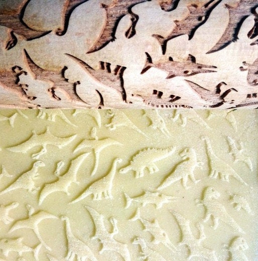 DINOSAURS Kid Embossing Rolling Pin Mini Rolling Pin for Cookies, Play ...