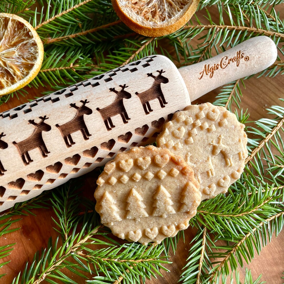 SCANDINAVIAN CHRISTMAS Embossed Rolling Pin Mini Size. Textured Dough ...
