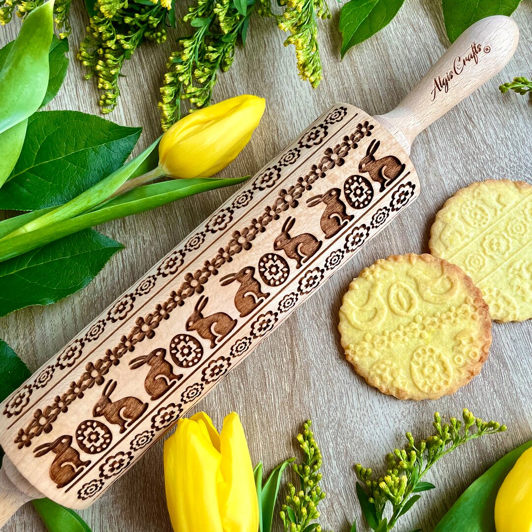 EASTER RIBBON Embossing Rolling Pin. Engraved Roller With Easter ...