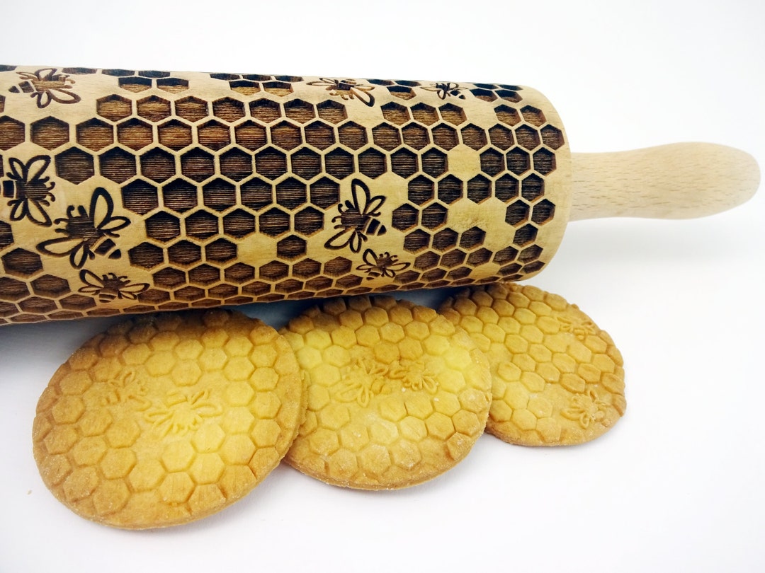 HONEYCOMB Embossing Rolling Pin. Laser Cut Rolling Pin for Embossed ...