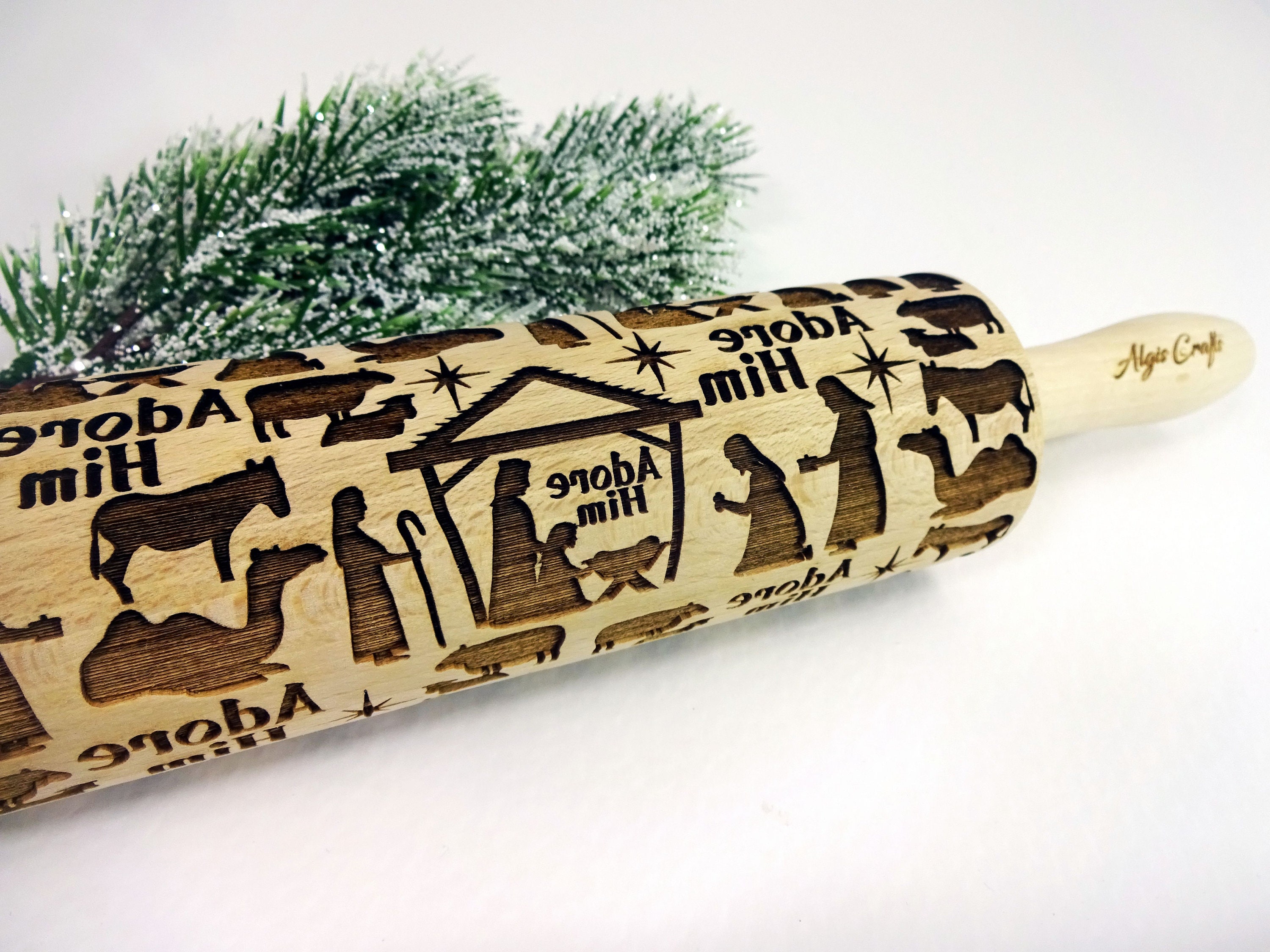 NATIVITY Rolling Pin. Embossing Rolling Pin With Christmas | Etsy