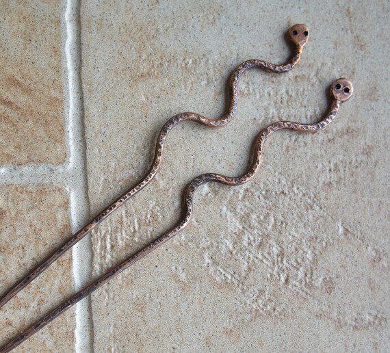 Snake Hair Stick Copper Wire Hair Sticks Serpent Hair Stick - Etsy