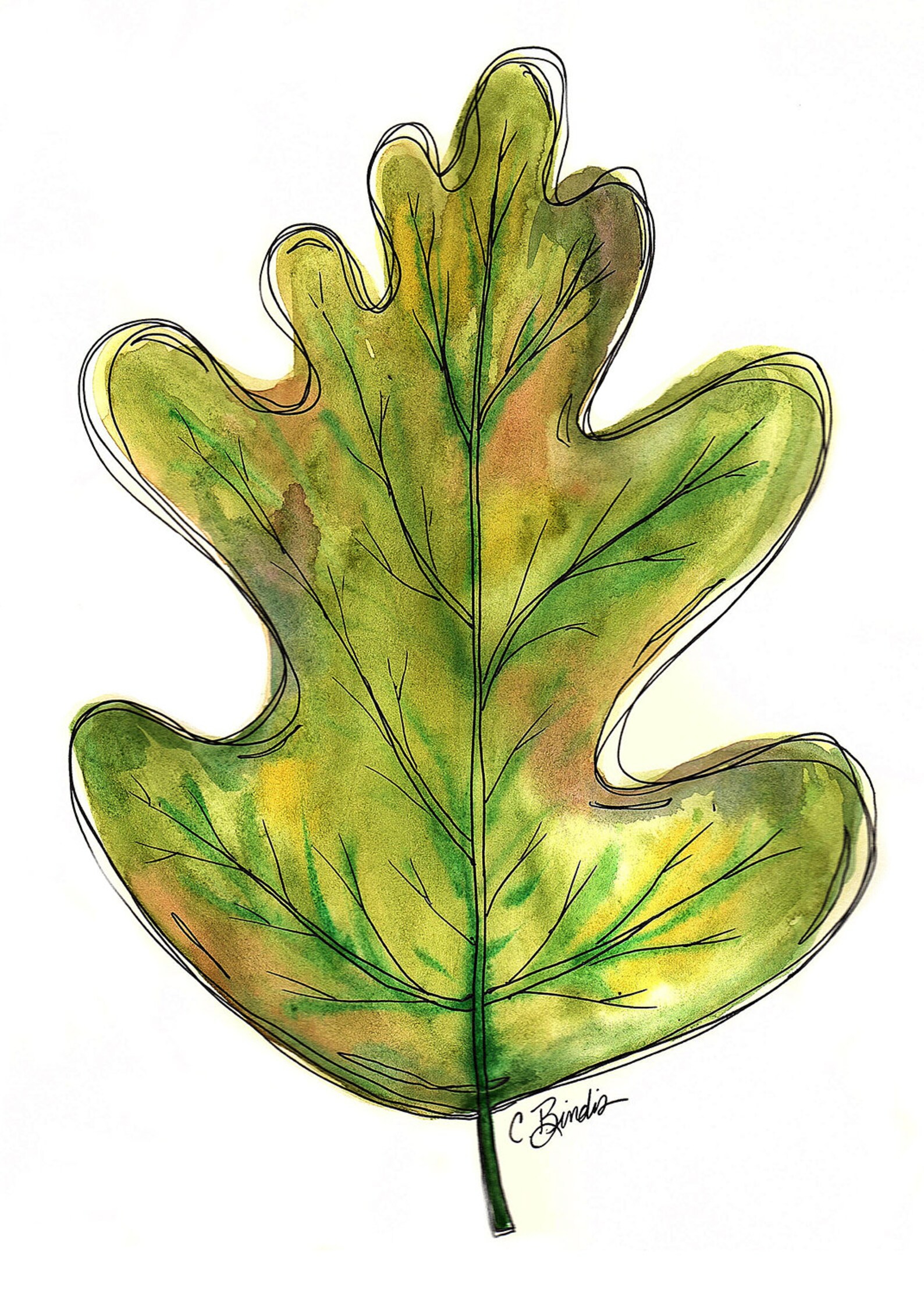 Leaf Print Leaf Art Oak Leaf Oak Leaf Print Leaf Wall | Etsy