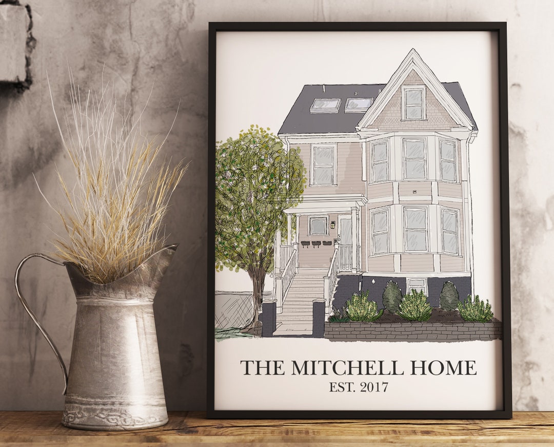 Custom House Drawing Home Drawing From Photo House Illustration Unique ...