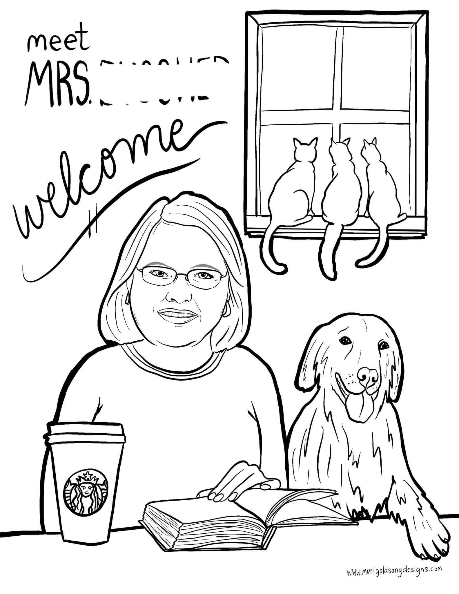 Meet the Teacher Coloring Pages Teacher Appreciation Gift Gift for ...