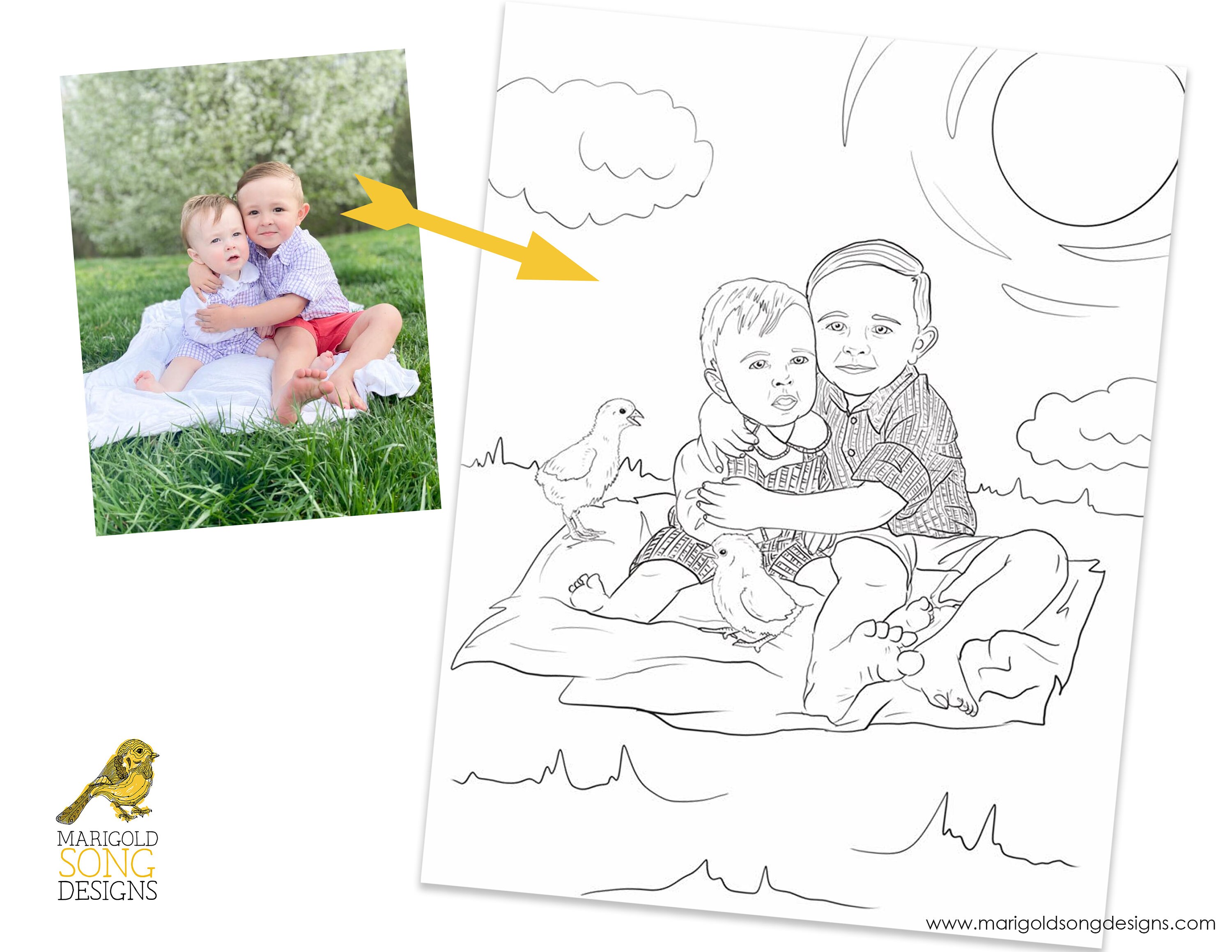 Custom Coloring Pages From Photo Custom Coloring Page - Etsy