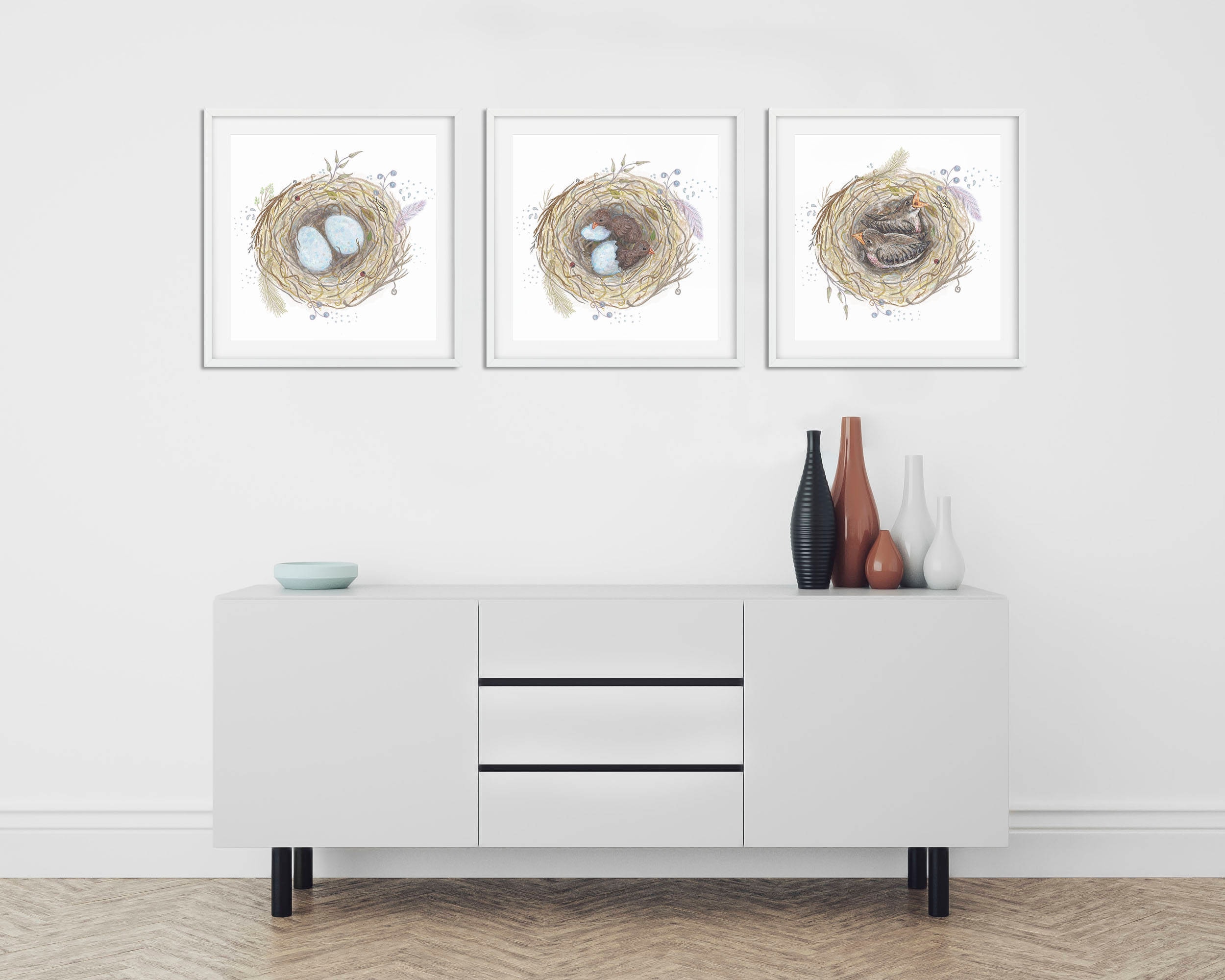 Bird Art Set Gallery Wall Set Bird Nursery Art Nursery Decor Bird Lover ...