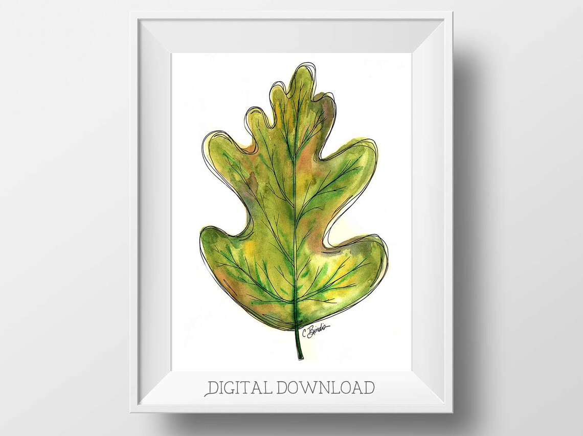 Leaf Print Leaf Art Oak Leaf Oak Leaf Print Leaf Wall | Etsy